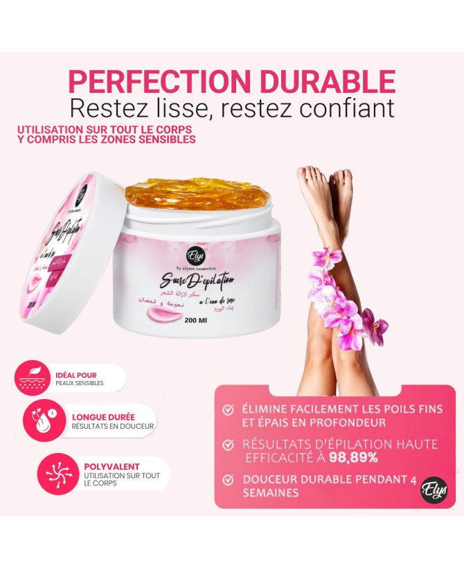Sucre d’Épilation ELYS à l’Eau de Rose – 100% Naturel – Corps & Visage ...